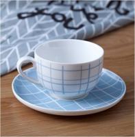 China Cloth Patterned New Bone China Ceramic Cup And Saucer Set For Gift for sale