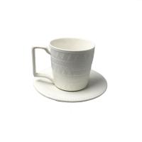 China EEC Standard Embossed White New Bone China Teacup and Saucer Set 250ml for Afternoon Tea for sale