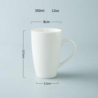 China New Bone China 15 Oz White Coffee Mugs Drum Shaped With Large Handle for sale