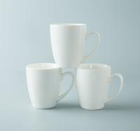 China 12oz 350ml Embossed New Bone China Coffee Mug with Ergonomic Handle for sale