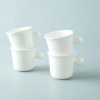 China Microwave Safe 3oz 100 Ml White Ceramic Mugs Durable For Hotels for sale