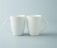 China SGS Approve Heart Shaped Handle White Ceramic Mugs , 10 Ounce Coffee Cups for sale
