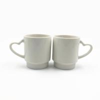 China Advertising Microwavable Sublimation Mugs 11oz With Heart Handle for sale