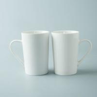 China 13oz Scratch Resistant White Ceramic Coffee Mug Tall Custom Pattern OEM for sale