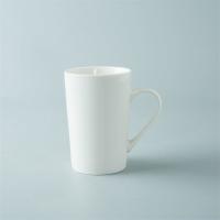 China 13oz Scratch Resistant White Ceramic Coffee Mug Tall Custom Pattern OEM for sale