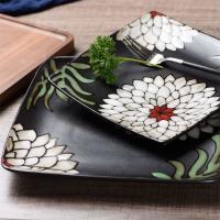 China Custom Hand Painted Glaze Ceramic Dinner Plates Sets 5 to 12 Inch Square for sale