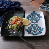 China Custom Hand Painted Glaze Ceramic Dinner Plates Sets 5 to 12 Inch Square for sale