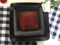 China Reactive Glaze Unicolor Pottery Dinner Plates Square Hand Painted for sale