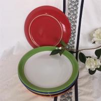 China FDA Standard 12 Inch Round Dinner Plate Ceramic With Colored Glaze for sale