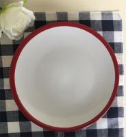 China LFGB Certified Shiny Pottery Dinner Plates Round With Red Bright Glaze for sale