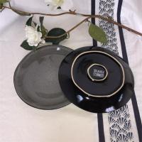 China AB Grade Microwavable Matte Black Pottery Dinner Plates For Pasta for sale