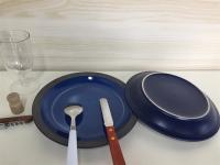 China OEM Reusable Matte Ceramic Dinnerware Blue 11 Inch Stoneware Plate for Home for sale