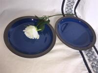 China OEM Reusable Matte Ceramic Dinnerware Blue 11 Inch Stoneware Plate for Home for sale