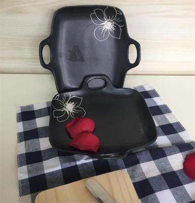 China EEC Certified Matte Black Stoneware Dinner Set Square Hand Painted 12 Pcs for sale