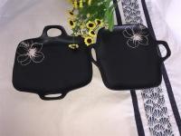 China EEC Certified Matte Black Stoneware Dinner Set Square Hand Painted 12 Pcs for sale