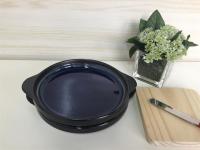 China 10 Inch Black Steak Pottery Dinner Plates Round With Double Ear for sale