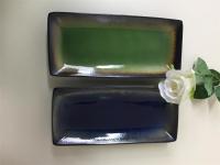 China Reactive Colored 10 Inches Rectangle Pottery Dinner Plates For Sushi Shops for sale