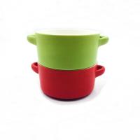 China 5 Inch Microwavable Ceramic Serving Bowls with Double Ears Custom OEM Stoneware 5000 PCS MOQ for sale