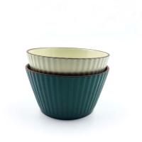 China Customized Lightweight Stoneware Salad Bowl With Colorful Edges for sale