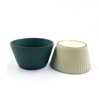 China Customized Lightweight Stoneware Salad Bowl With Colorful Edges for sale