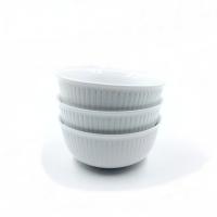 China White Lightweight Embossed Ceramic Serving Bowls 6 Inch For Rice for sale