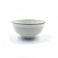 China 6 Inch Thread Print Stoneware Ceramic Bowls 20 oz Daily Use Custom Color for sale