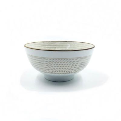 China 6 Inch Thread Print Stoneware Ceramic Bowls 20 oz Daily Use Custom Color for sale