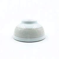 China 6 Inch Thread Print Stoneware Ceramic Bowls 20 oz Daily Use Custom Color for sale