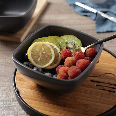 China Matte Glazed Black Ceramic Serving Bowls 3000pcs MOQ Durable Restaurant Grade for sale