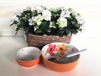 China CIQ Certified Stackable Hand Painted Cereal Bowls , Handmade Pottery Serving Bowls for sale