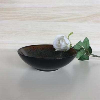 China 7 Inch Stackable Ceramic Serving Bowls Black Active Glaze Stoneware 5000 PCS MOQ for sale