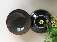 China 7 Inch Stackable Ceramic Serving Bowls Black Active Glaze Stoneware 5000 PCS MOQ for sale