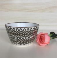 China 5.5 Inch Silk Screen Stoneware Ceramic Serving Bowls For Salad for sale