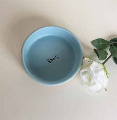China FDA Certified 3.5cm Height Hand Painted Ceramic Pet Food Bowl for Dogs Cats for sale