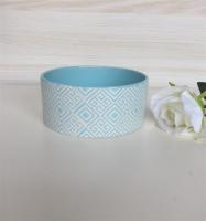 China 5.4 Inch Embossing Ceramic Pet Food Bowl Colorful Printing Durable 13.7cm for sale