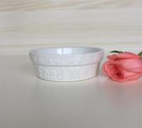 China Height 4.5cm Personalised Ceramic Cat Bowl , White Ceramic Dog Bowl Cusomized Logo for sale