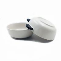 China Double Ear 4.5 Inch Ceramic Pet Food Bowl Cute Black Stoneware Dog Bowl 4 Cup Capacity for sale