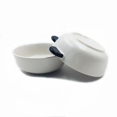 China Double Ear 4.5 Inch Ceramic Pet Food Bowl Cute Black Stoneware Dog Bowl 4 Cup Capacity for sale