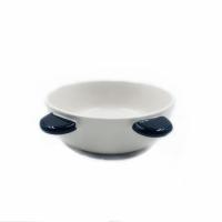 China Double Ear 4.5 Inch Ceramic Pet Food Bowl Cute Black Stoneware Dog Bowl 4 Cup Capacity for sale