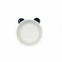 China Double Ear 4.5 Inch Ceramic Pet Food Bowl Cute Black Stoneware Dog Bowl 4 Cup Capacity for sale