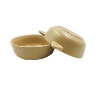China 4.5 Inch Ceramic Dog Water Bowl Double Ear Round Yellow Glazed Pet Food Dish ODM for sale