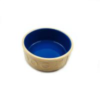 China Custom Embossed 6.8 Inch Ceramic Pet Food Bowl for Dog and Cat Feeding for sale