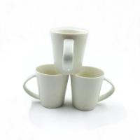 China V Shaped 5oz 150ml White Pottery Coffee Mugs For Cappuccino for sale