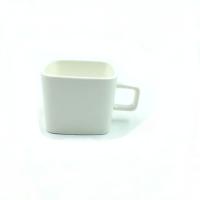 China Square 10Oz 290ml White Pottery Mugs With Handle Simple Style for sale