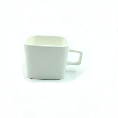 China Square 10Oz 290ml White Pottery Mugs With Handle Simple Style for sale