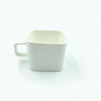 China Square 10Oz 290ml White Pottery Mugs With Handle Simple Style for sale