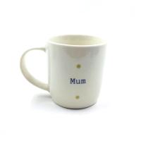 China SGS Approved AB Grade White Ceramic Travel Mug 13oz Decal Printing for Coffee Tea for sale