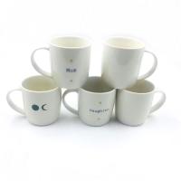 China SGS Approved AB Grade White Ceramic Travel Mug 13oz Decal Printing for Coffee Tea for sale