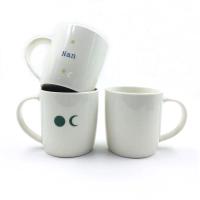 China SGS Approved AB Grade White Ceramic Travel Mug 13oz Decal Printing for Coffee Tea for sale