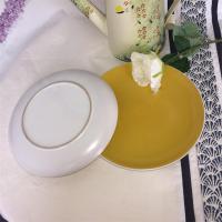 China Unicolor Yellow Glazed Pottery Dinner Plates 8 Inch For Spaghetti for sale